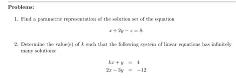 Solved Problems 1 Find A Parametric Representation Of The