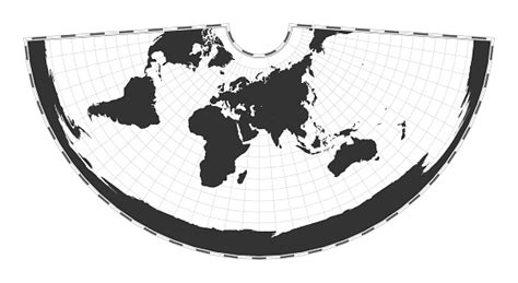Vector World Map Conic Equidistant Projection Plain World Geographical Map With Latitude And