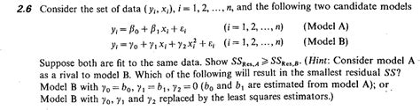 Solved Consider The Set Of Data Yi Xi I N And The Chegg Com