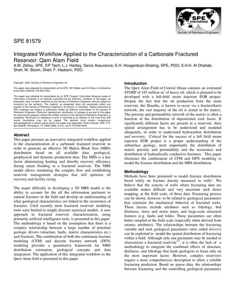 Pdf Integrated Workflow Applied To The Characterization Of A