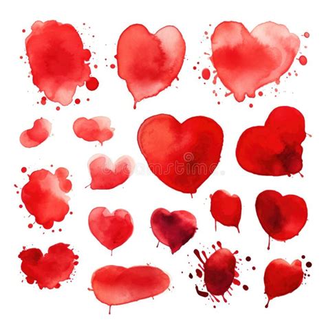 Set Of Watercolor Paint Stains Blobs And Splashes On White Stock Illustration Illustration Of