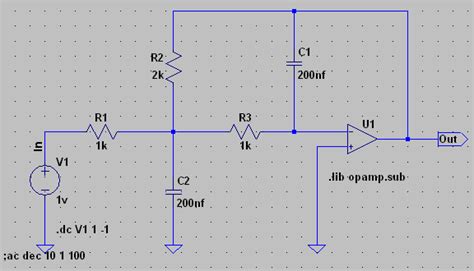 Frequency Simulating Multiple Feedback Low Pass Filter Using Ltspice
