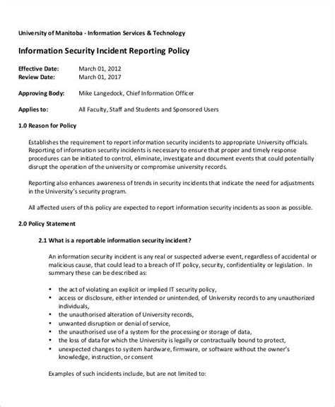 Incident Report 58 Examples Benefits Functions Elements
