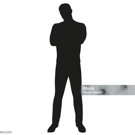 접힌 팔과 다리를 가진 남자의 실루엣 기울어진 머리를 가진 젊은 성공한 남자의 벡터 실루엣 실루엣에 대한 스톡 벡터 아트 및 기타 이미지 Istock