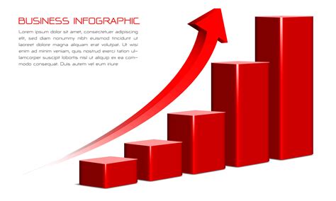Vector Of Business Red 3d Infographic Bar Chart With Arrow Curve