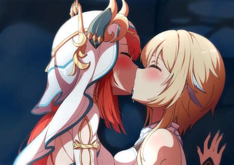 Lumine And Nilou Genshin Impact Drawn By Fazekas Danbooru