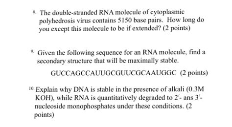 Solved The Double Stranded RNA Molecule Of Cytoplasmic Chegg Com
