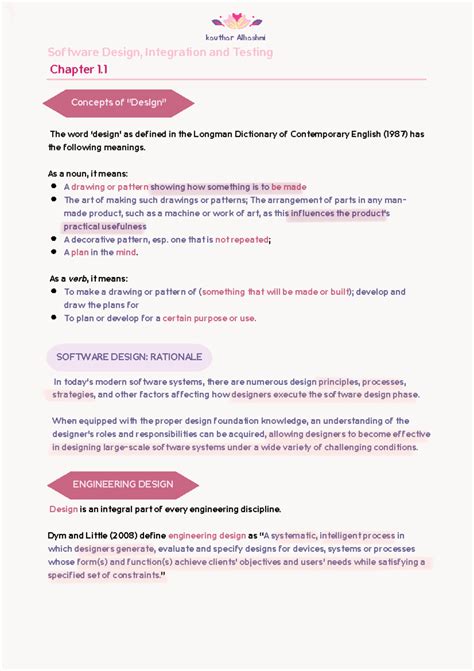 Software Design And Testing A Drawing Or Pattern Showing How Something Is To Be Made The Art Of