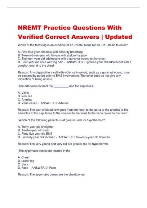 Nremt Practice Questions With Verified Correct Answers Updated Nremt Stuvia Us
