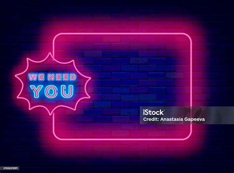 인력 파견 대행 네온 전단지 빈 분홍색 프레임과 문자가 필요합니다 이력서 배너를 작성하십시오 벡터 일러스트 레이 션 개념에 대한 스톡 벡터 아트 및 기타 이미지 Istock