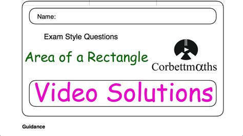 Area Of A Rectangle Answers Corbettmaths Youtube