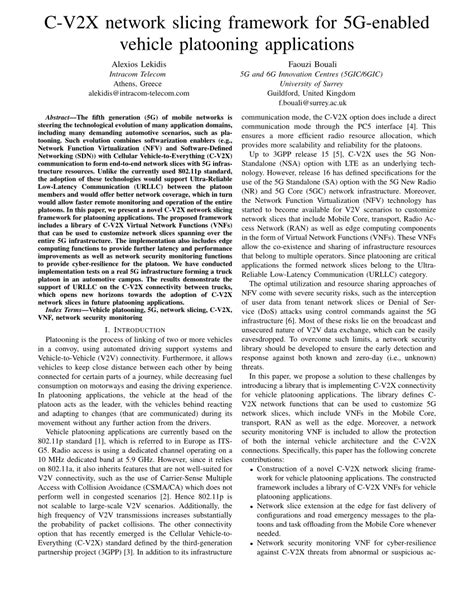 Pdf C V2x Network Slicing Framework For 5g Enabled Vehicle Platooning Applications