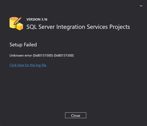 Ssis Installation Error Unknown Error 0x80131500 0x80131500 Microsoft Qanda