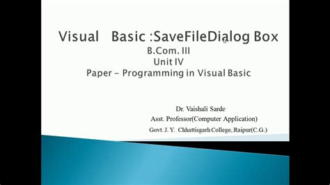 Visual Basic Savefiledialog Box Youtube