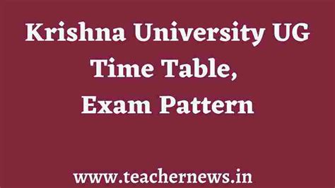 Krishna University Ug Time Table 2023 Download Krishnauniversity Ac