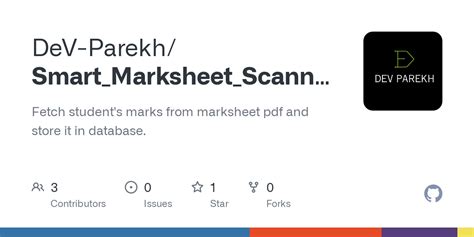 Github Dev Parekh Smart Marksheet Scanner Fetch Student S Marks From Marksheet Pdf And Store