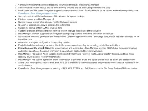 Data Manager Key Features For File System Protection And Recovery Dell Powerprotect Data