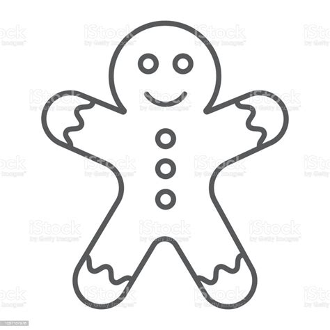 진저 브레드 남자 얇은 라인 아이콘 크리스마스와 달콤한 쿠키 서명 벡터 그래픽 흰색 바탕에 선형 패턴 10에 대한 스톡 벡터 아트 및 기타 이미지 Istock