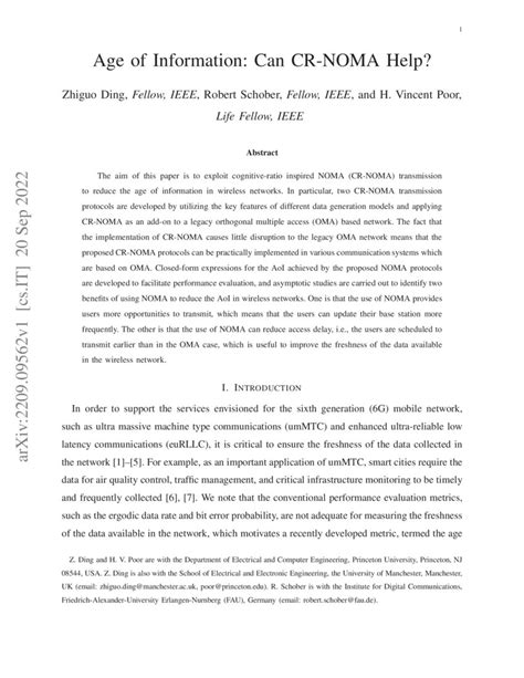 Age Of Information Can Cr Noma Help Deepai