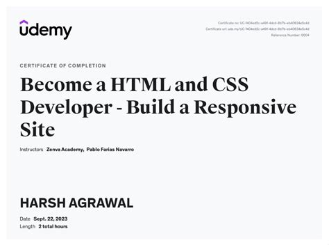 harsh agrawal on linkedin learning html css udemy