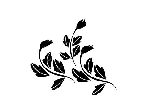 Un Dibujo En Blanco Y Negro De Un árbol Con Flores Y Hojas Vector Premium