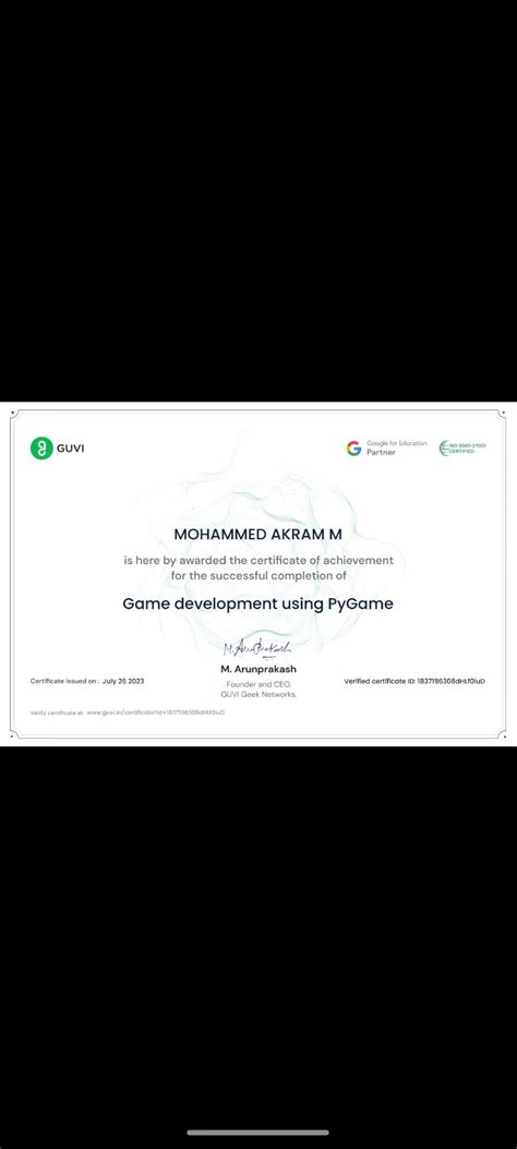 Mohammed Akram On Linkedin Completed Pygame Python