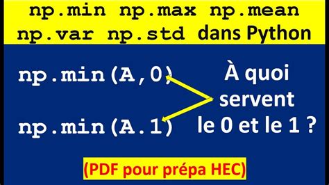 np min np max np mean np var et np std dans python les maitriser en