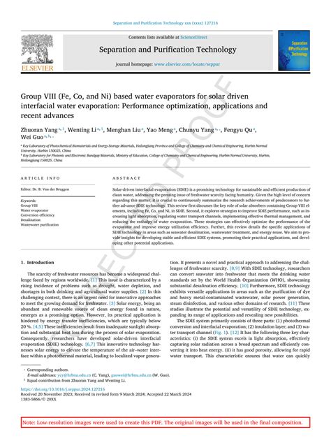Pdf Group Viii Fe Co And Ni Based Water Evaporators For Solar