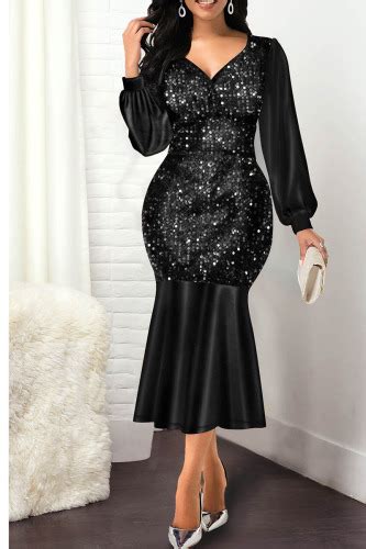 Wholesale Blue Elegant Solid Patchwork V Neck Evening Dress Dresses