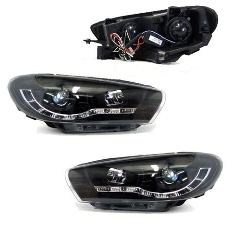 Volkswagen Scirocco 2008 Black Drl Headlights Pair