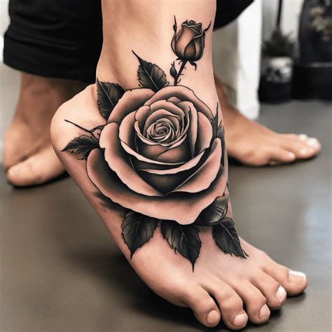 Traditional Rose Tattoo Black And Grey Sleeve