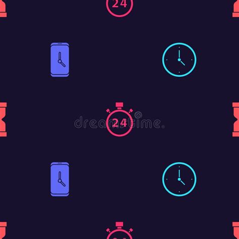 Set Clock Alarm Clock App Mobile Stopwatch 24 Hours And Old Hourglass