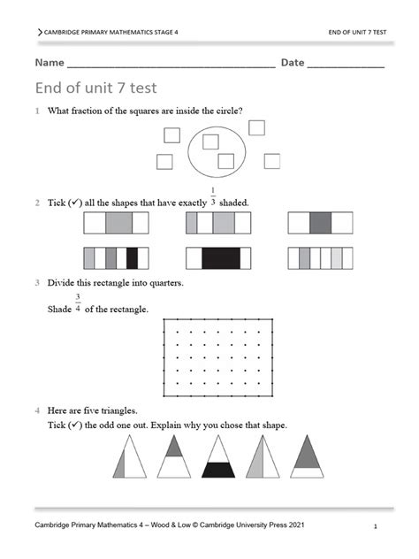 Prim Maths 4 2ed Tr Unit 7 Test Pdf