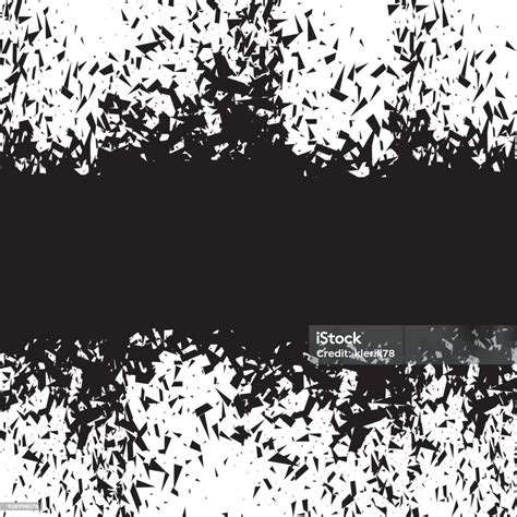 고립 된 파편과 검은색 사각형 돌입니다 추상 검은 폭발 기하학적 인 그림입니다 체크 무늬 배경에 고립 된 파편으로 벡터 파괴 형태 3차원 형태에 대한 스톡 벡터 아트 및