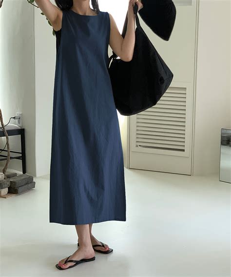 몽글리다 심플 코튼 롱 나시 원피스 여름레이어드뷔스티에