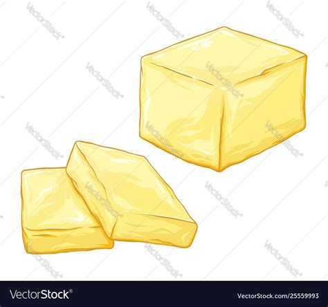 Stick Butter Sliced And Cutted Hand Drawn Vector Image