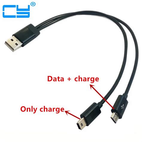 USB 2 In 1 Cable Mini Usb Mini USB Micro Usb 2 0 Micro USB 5 Pin Connector Y Cable For Charge