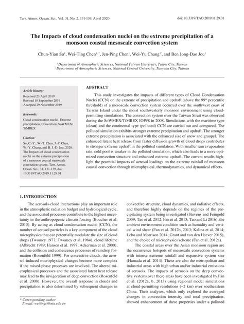 Pdf The Impacts Of Cloud Condensation Nuclei On The Extreme