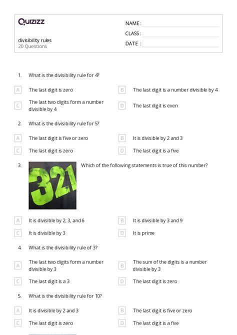 50 Divisibility Rules Worksheets For 7th Grade On Quizizz Free
