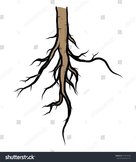 Vektor Stok Tree Root Cartoon Vector Illustration Hand Tanpa Royalti 474670432 Shutterstock