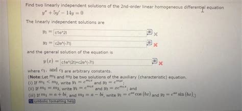 solved find two linearly independent solutions of the 2