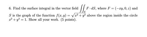 Solved 6 Find The Surface Integral In The Vector Field Chegg Com