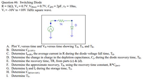 Solved Question 6 Switching Diode R I ㏀ Vo 0 7v