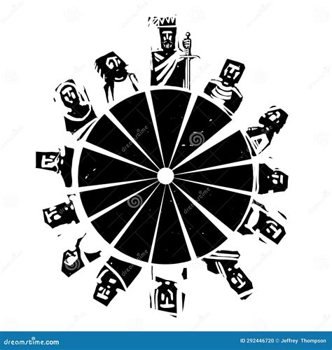 Woodcut Camelot Round Table Stock Vector Illustration Of Woodcut