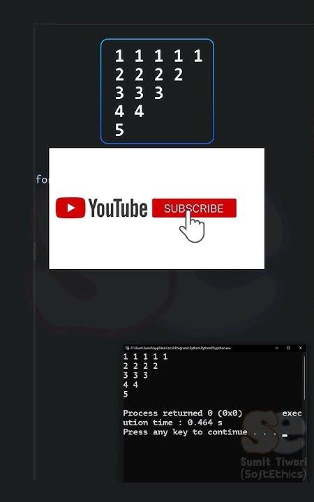 python pattern program triangle number pattern shorts python patternshorts pattern youtube