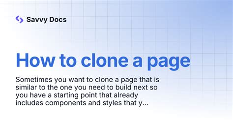 How To Clone A Page Savvy Docs