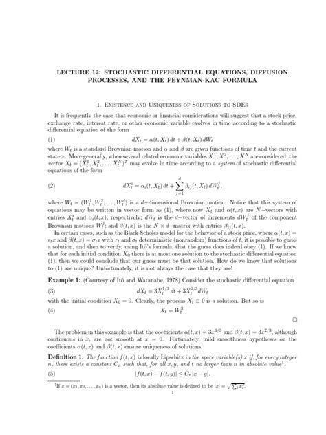 Feynman Kac Theorem Pdf Stochastic Differential Equation Brownian