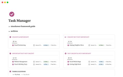 Task Manager Notion Template