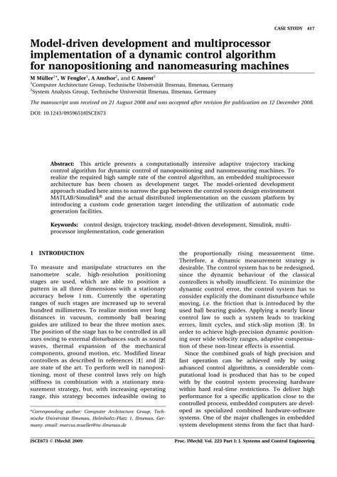 Pdf Model Driven Development And Multiprocessor Implementation Of A Dynamic Control Algorithm
