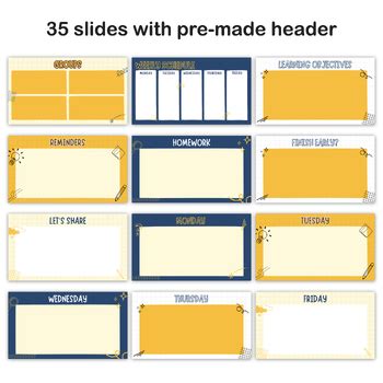 Google Slides Templates PowerPoint Blue Yellow Playful Theme Editable
